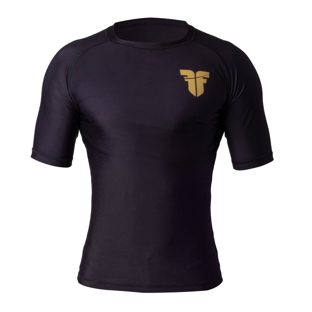 Short Sleeve Rash Guard Fighter - black/gold, RSG-PLN-SS-01 – Fighters ...